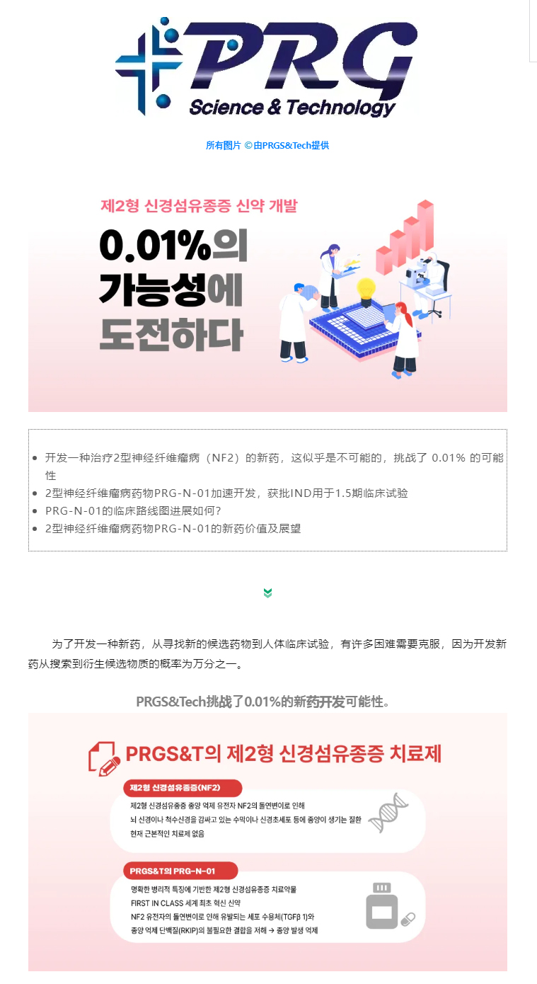 PRGS&Tech治疗NF2药物将临床试验