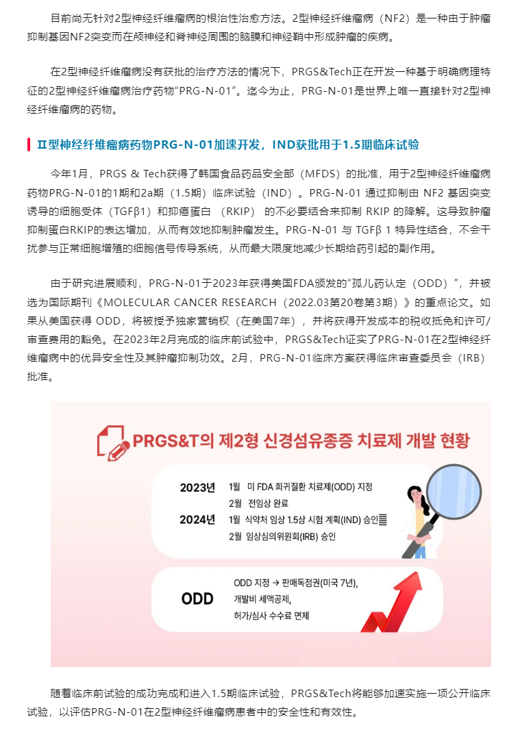 PRGS&Tech治疗NF2药物将临床试验